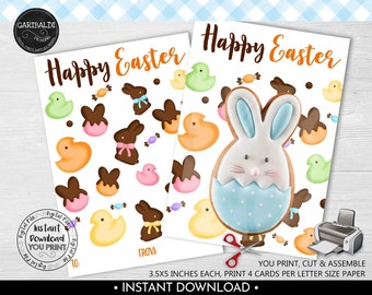 Printable Mini Cookie Card 3.5 X 5 Happy Easter - Etsy