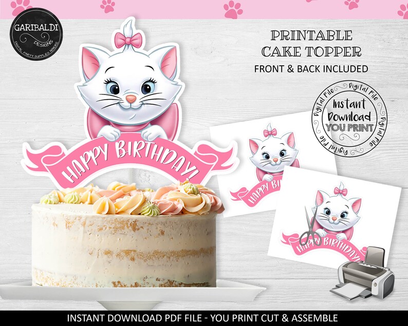 Instant Download Marie Cake Topper Cute Cat Cake Topper Kitten Etsy