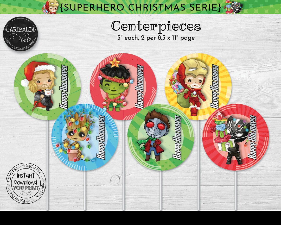 Printable Christmas Centerpieces, Superhero Christmas Centerpieces ...