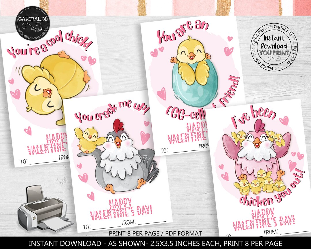 Valentine's Day Card Chicken Valentines School Kids Teacher Class ...