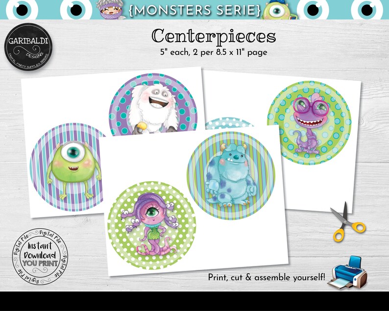 Instant Download Monsters Centerpieces Printable Monsters Decorations ...