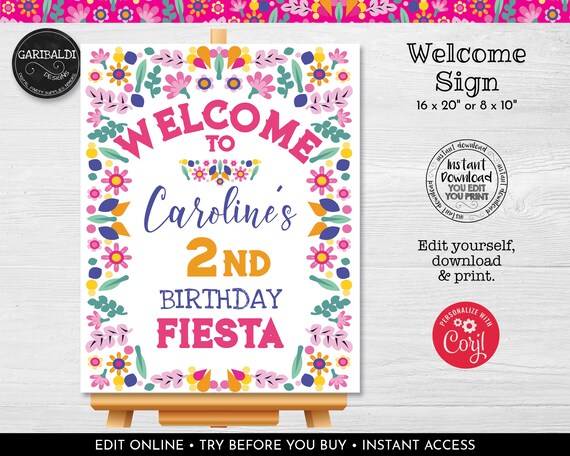 Editable Fiesta Welcome Sign Mexican Fiesta Welcome Board | Etsy