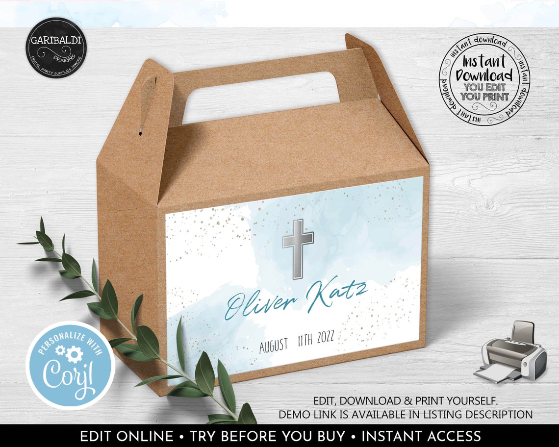 Editable Gable Box Labels Instant Download Baptism Gable Box - Etsy