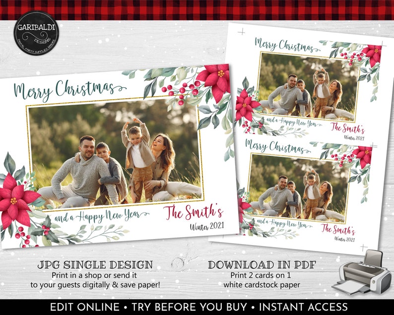 Editable Christmas Card Template Printable Christmas Photo | Etsy