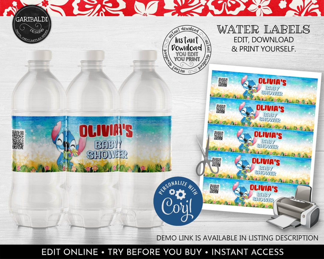 Editable Hawaiian Water Bottle Labels Instant Download Tropical Water ...