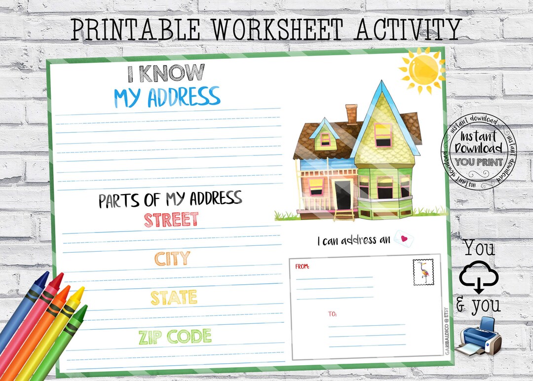 My Address Worksheet, Homeschool Address Kids Activity, Home School ...