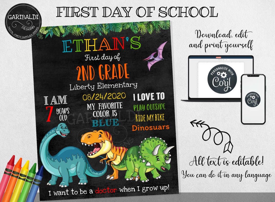 Editable First Day of School Sign Instant Download Back to School ...