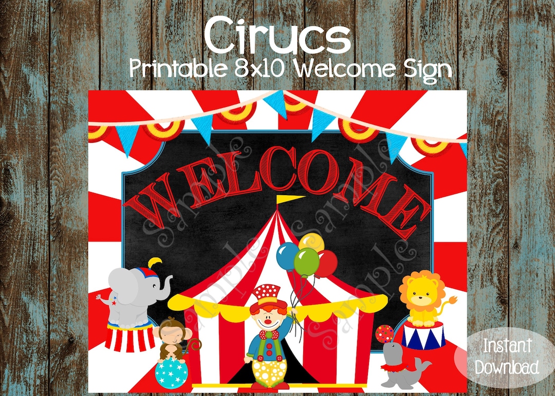 Circus Welcome Sign, Circus Birthday Sign, Circus Birthday Party ...