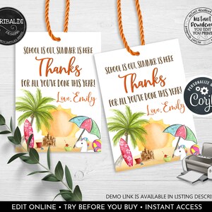 Editable Teacher Appreciation Gift Tags Sunshine Thank You Tag Schools ...