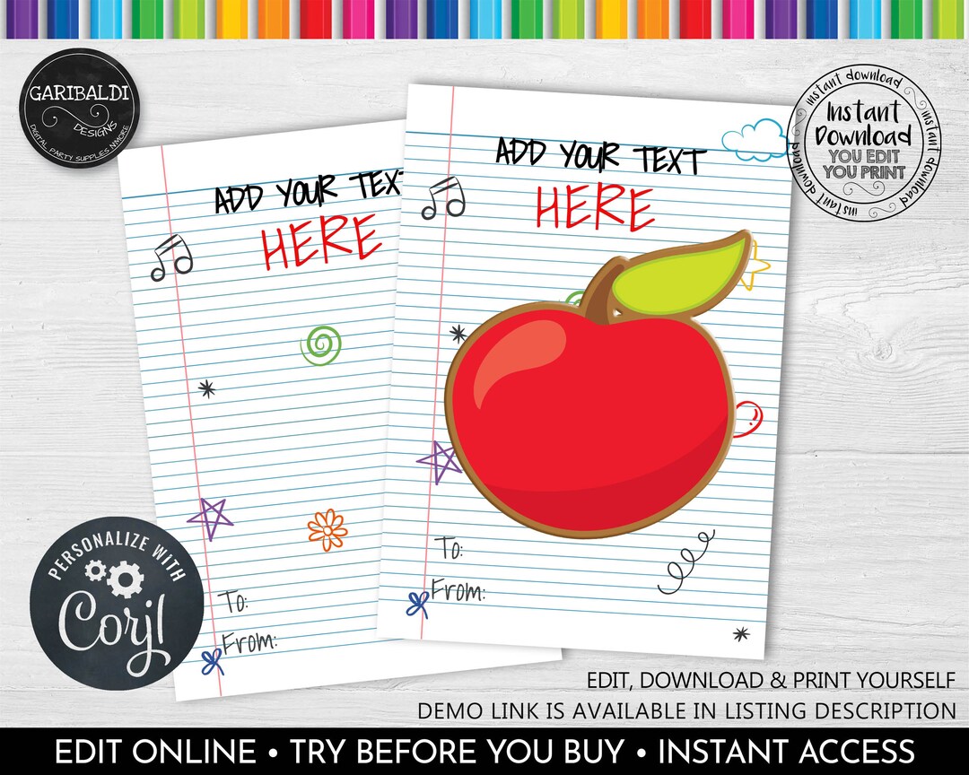 Editable Teacher Appreciation Cookie Card, Notebook Paper Cookie Card ...