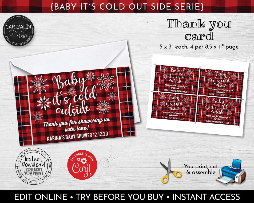 Baby Shower Winter Thank You Card Baby It's Cold Outside Printable ...