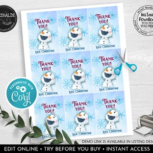 Editable Frozen Favor Tag Frozen Labels Snow Queen Birthday Party Tags ...