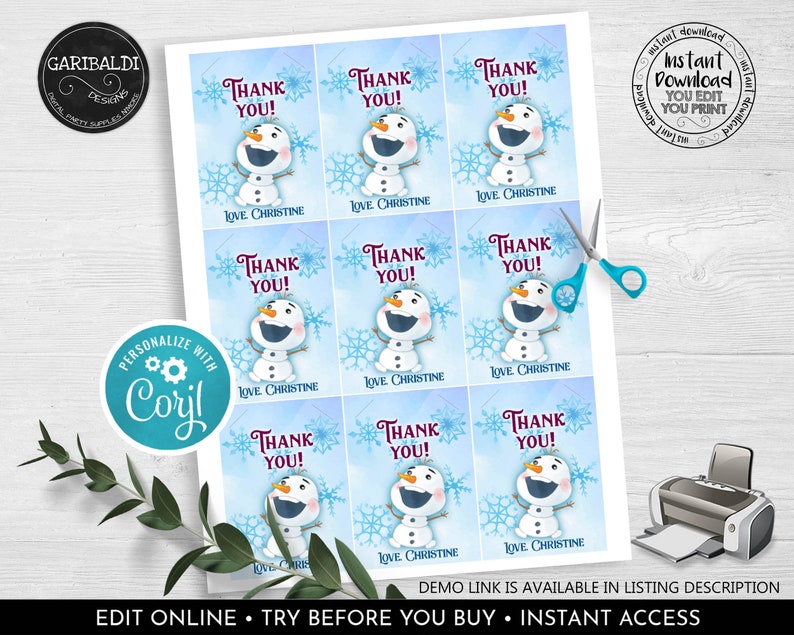 Editable Frozen Favor Tag Frozen Labels Snow Queen Birthday - Etsy
