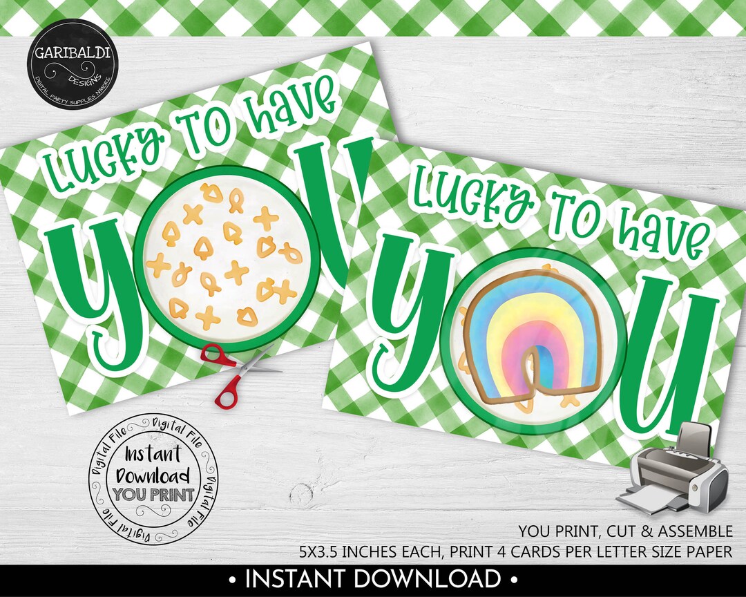 Lucky to Have You Cookie Card, Instant Download St. Patrick's Day Mini ...