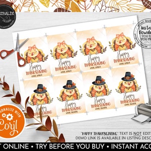 Editable Thanksgiving Gift Tags Happy Thanksgiving Favor Tag Printable ...