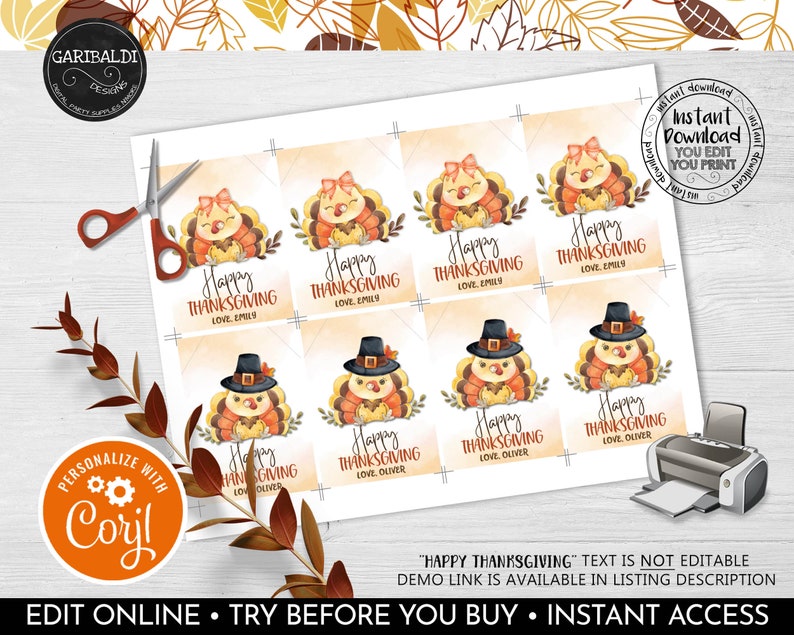 Editable Thanksgiving Gift Tags Happy Thanksgiving Favor Tag - Etsy