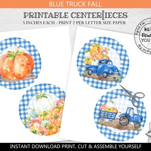 Printable Blue Truck Centerpieces Instant Download Blue Truck Fall ...