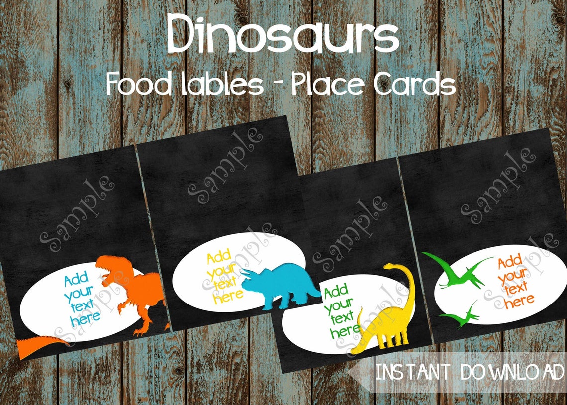 Dinosaur Food Labels, Dinosaur Editable Food Tent Tags, Dinosaur ...