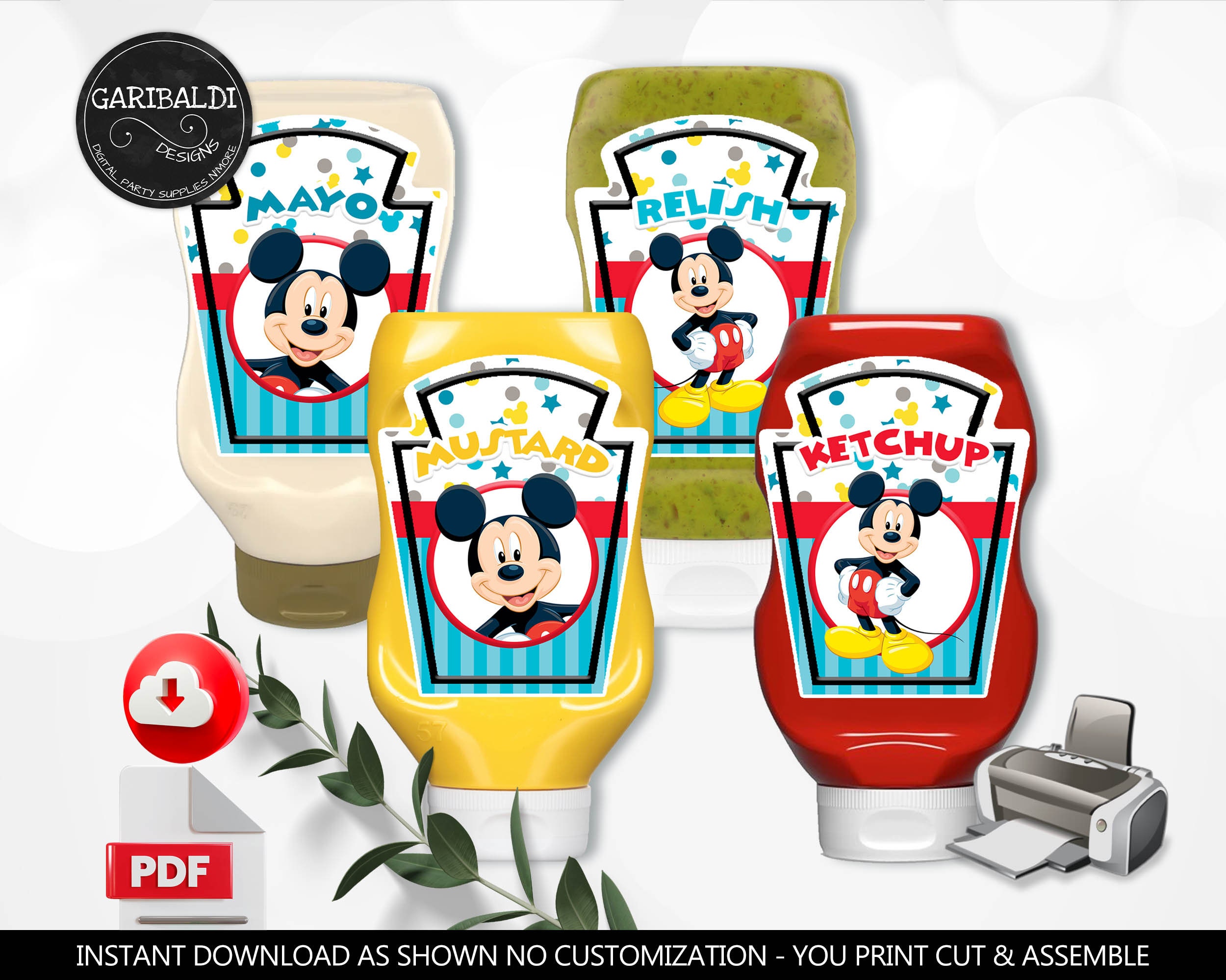 Instant Download Condiment Labels Printable Mayo Ketchup Mustard Relish ...