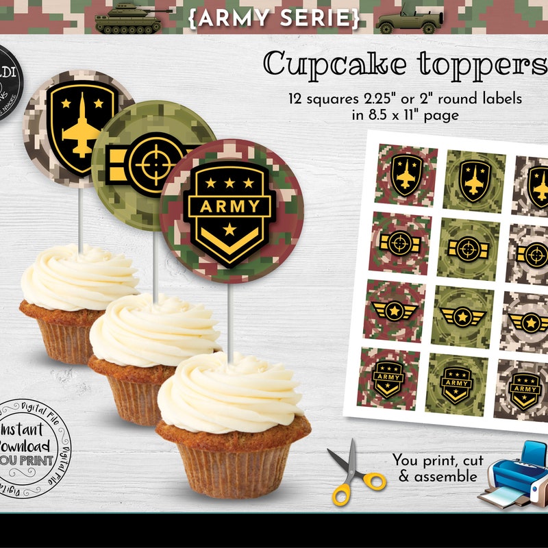 Army Cupcake Toppers - Etsy