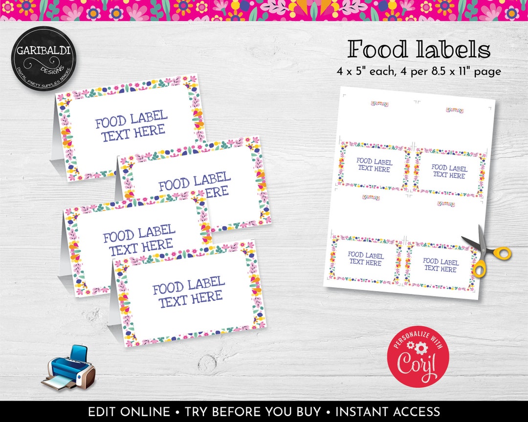 Editable Mexican Fiesta Food Tent Labels, Cinco De Mayo Place Cards ...