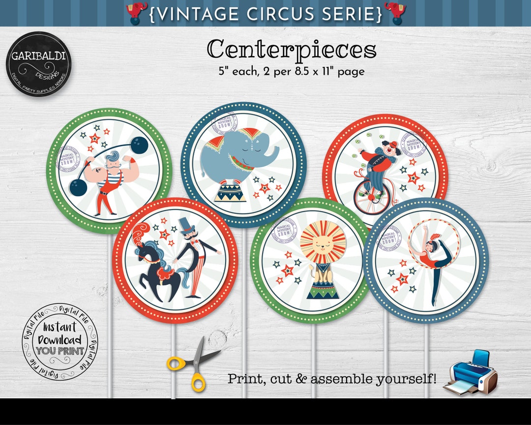Instant Download Circus Centerpieces, Vintage Circus Centerpieces ...
