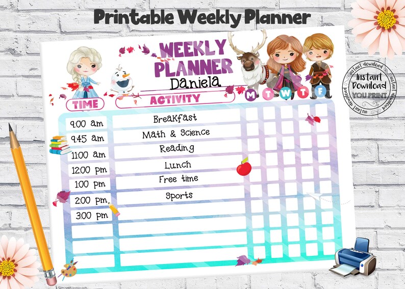 Printable Frozen 2 Homeschool Planner, Frozen 2 Schedule Chart, Daily ...