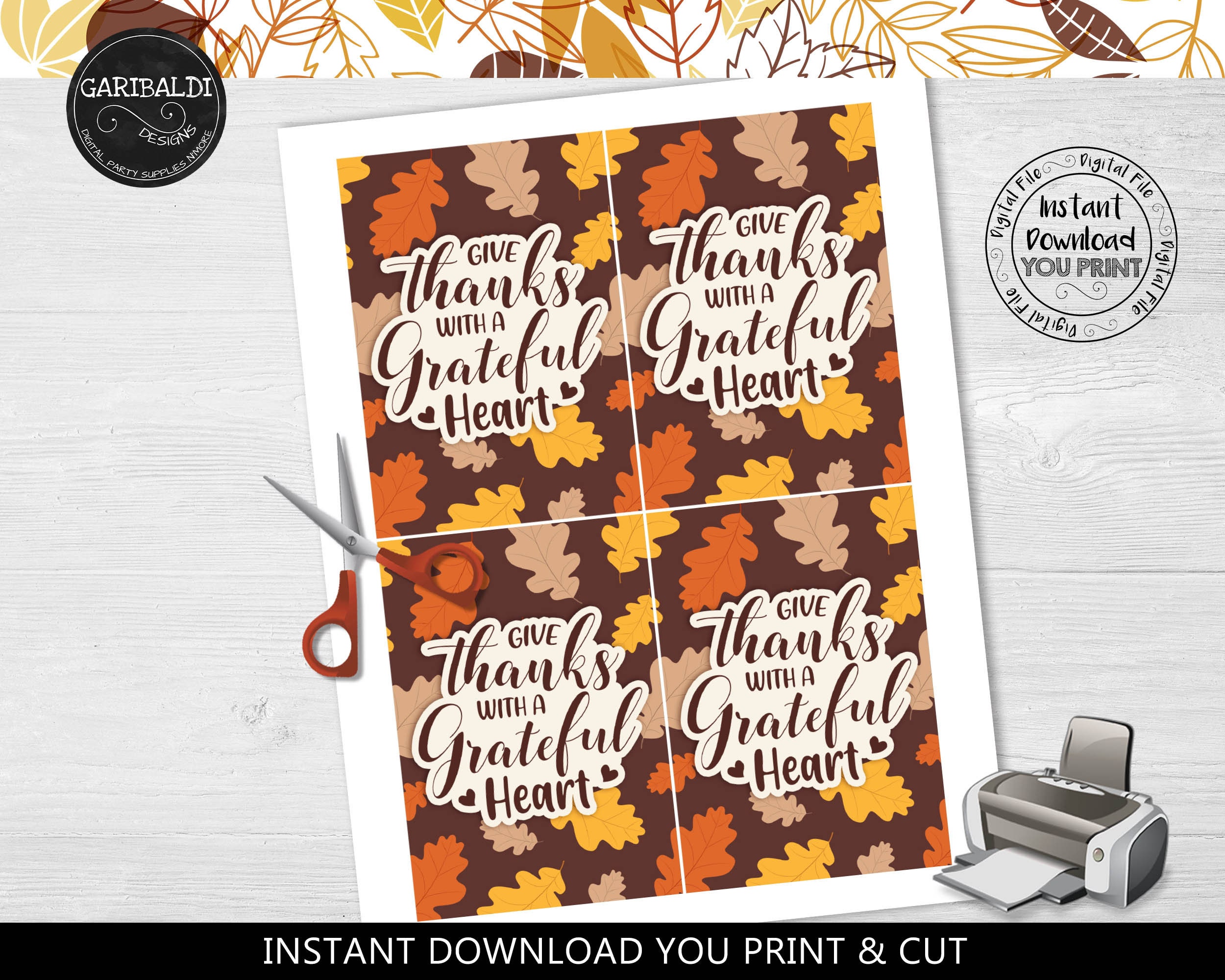Printable Thanksgiving Cookie Card Printable Cookie Card Holder Instant ...