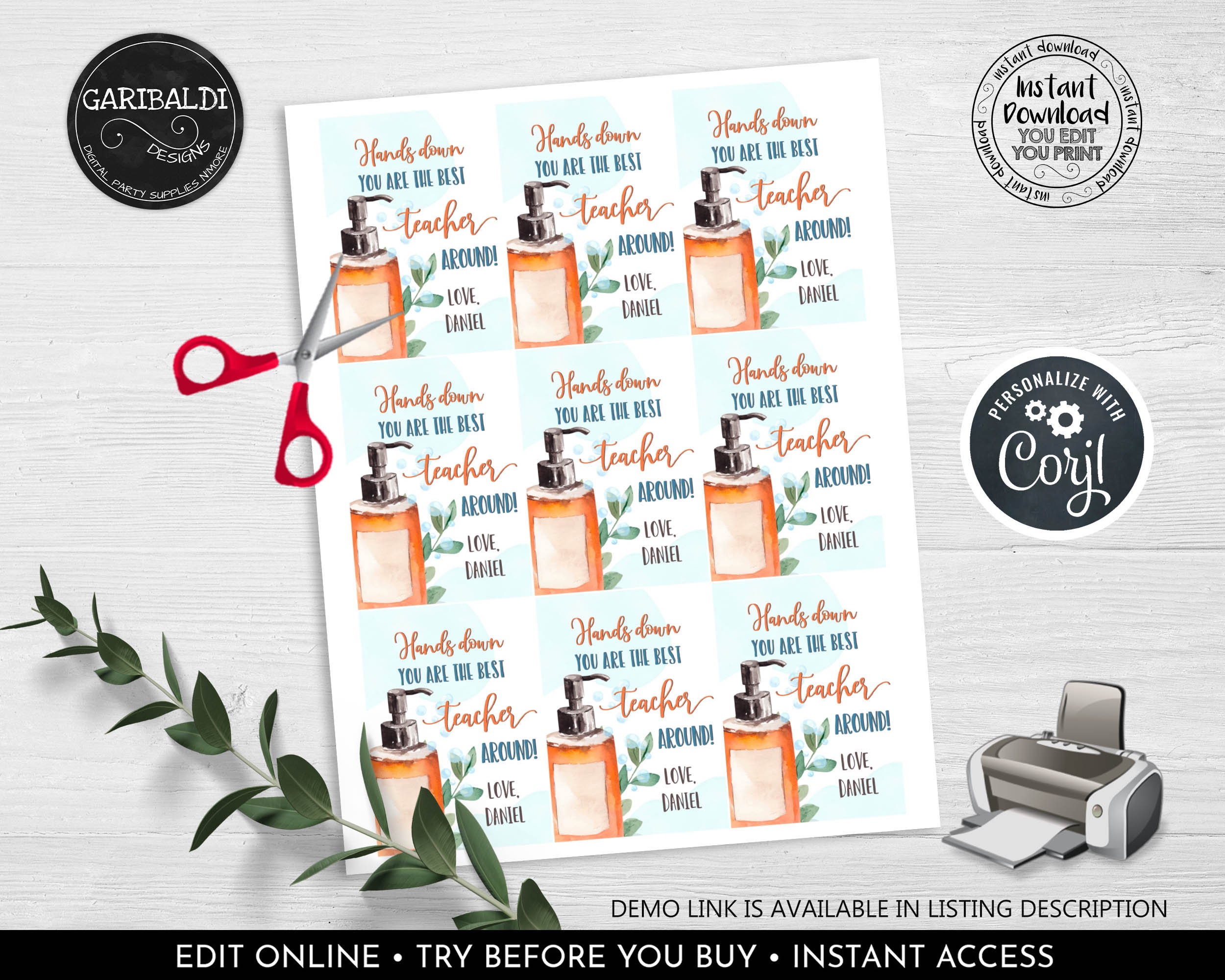 Editable Teacher Appreciation Tags Soap Gift Tag Hands Down You Are the ...