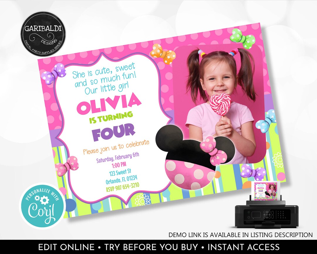 Editable Minnie's Bow-tique Party Invitation, Printable Minnie Birthday ...