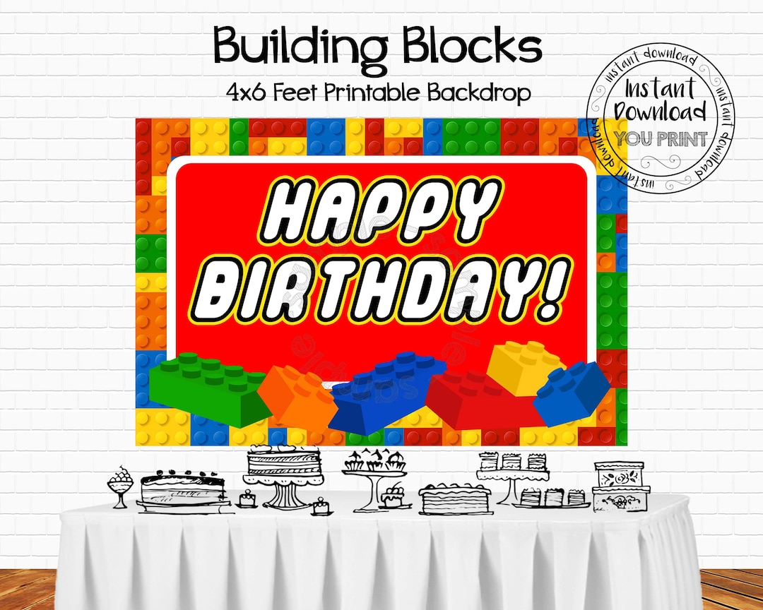 Printable Building Blocks "happy Birthday" Backdrop Building Blocks ...