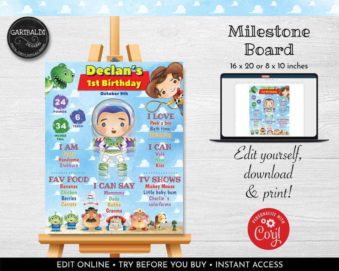 Editable Toy Story Milestone Board Toy Story Birthday Poster Instant ...