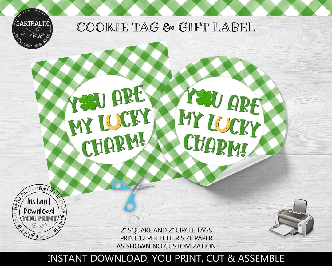 Instant Download You're My Lucky Charm Cookie Tag, Green Shamrock Good ...