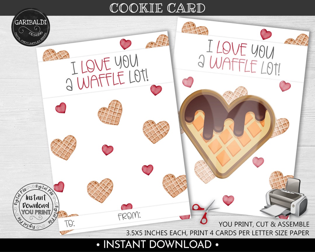 I Love You a Waffle Lot Cooke Card Instant Download Valentines - Etsy