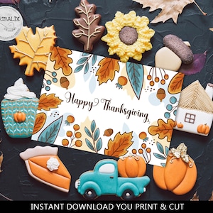 Printable Thanksgiving Cookie Card Printable Cookie Card Holder Instant ...