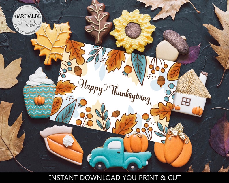 Printable Thanksgiving Cookie Card Printable Cookie Card Holder Instant ...