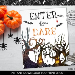 Printable Halloween "enter If You Dare" Sign, Digital Halloween Wall ...