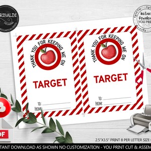 Teacher Appreciation Card Holder Thank You for Keeping Me on Target ...