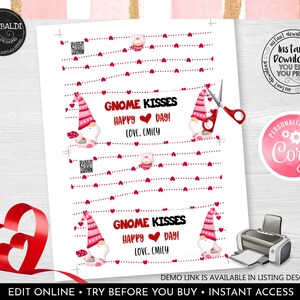 Editable Valentine's Day Bag Topper, Gnome Valentine's Day Treat Bag ...
