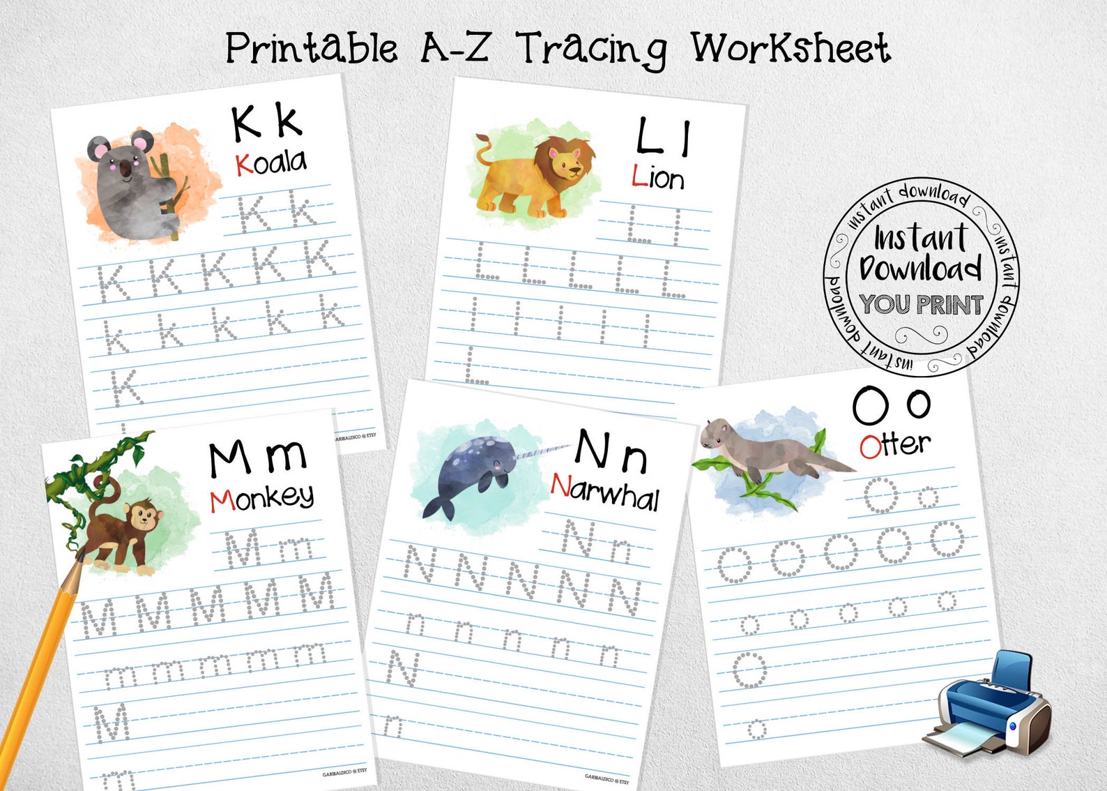 Alphabet Tracing Worksheets Alphabet Activity Alphabet - Etsy