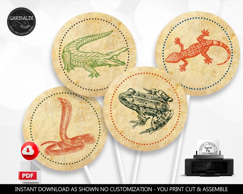Reptile Centerpieces Printable Reptile Cake Topper Instant Download ...