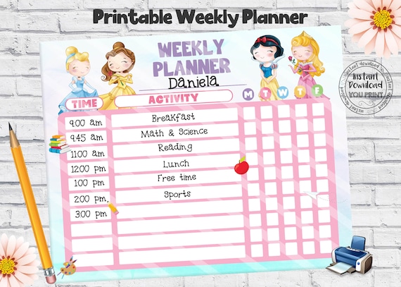 Printable Princess Homeschool Planner Princess Schedule | Etsy