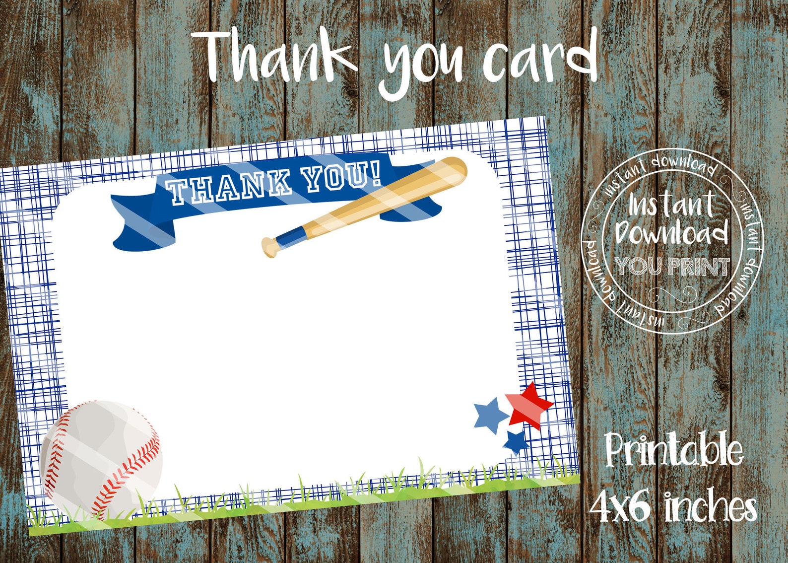 Printable Baseball Thank You Card Baseball Thank You Card - Etsy