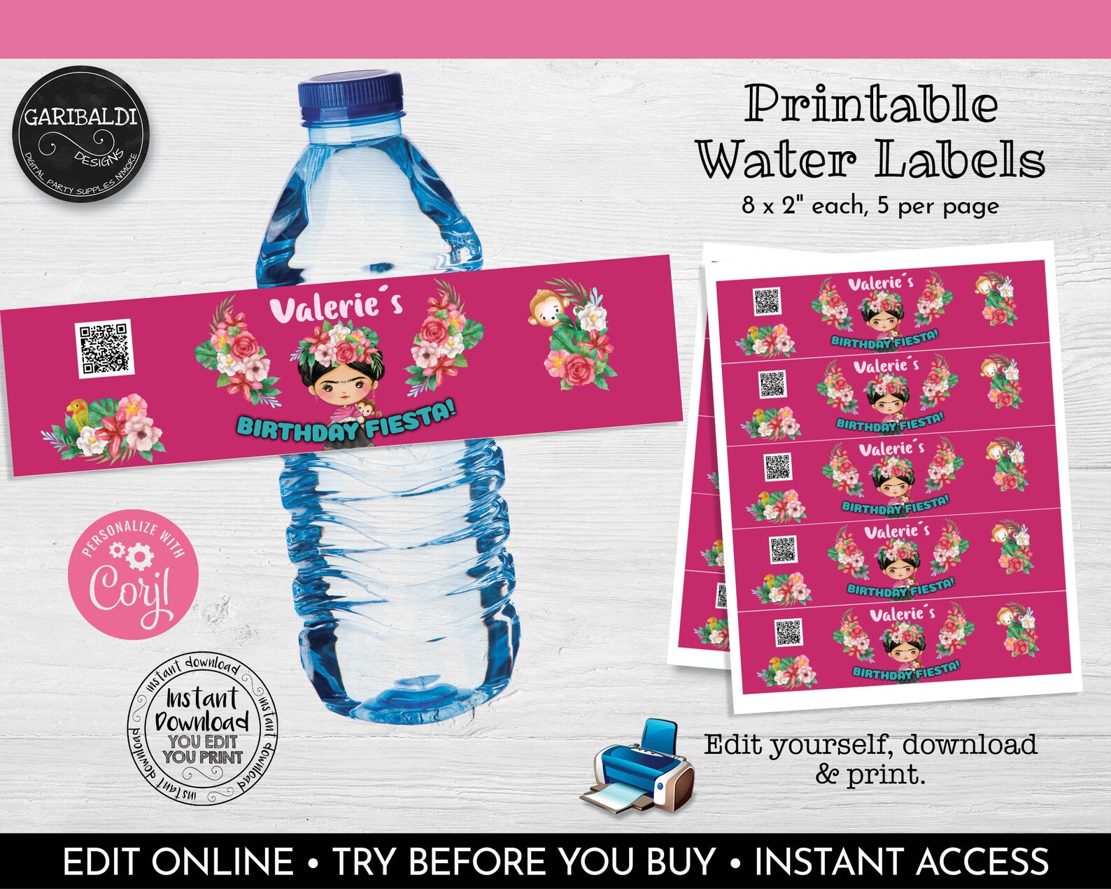 Editable Water Bottle Labels Template Printable Mexican Water Bottle ...