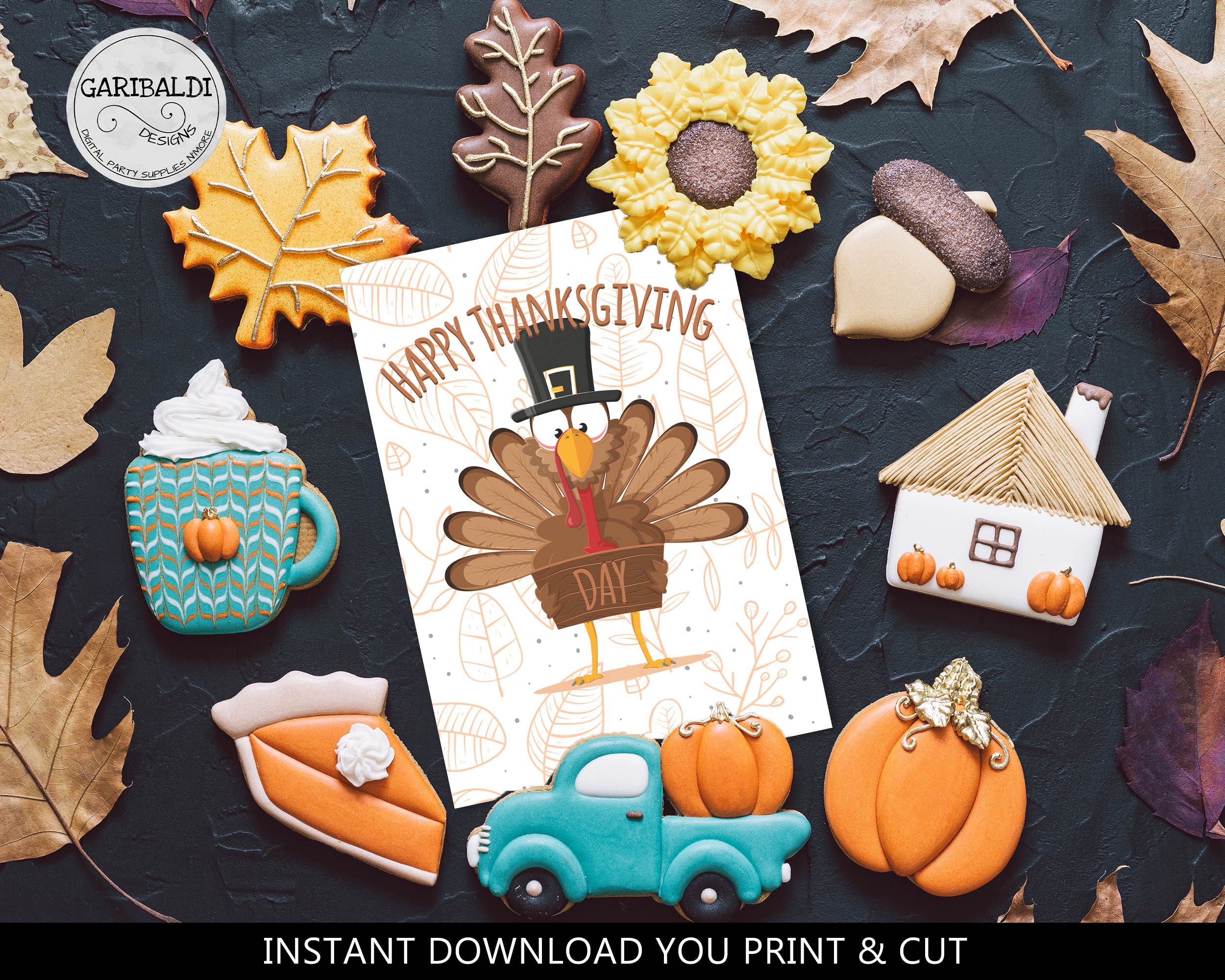 Printable Thanksgiving Cookie Card Printable Turkey Cookie Card Holder ...