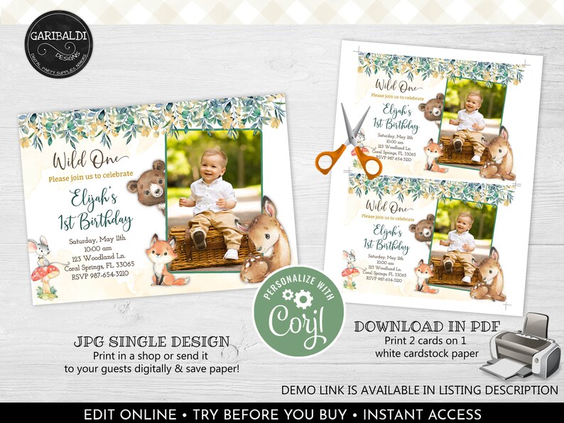 Editable Woodland Invitation Forest Animals Birhtday Party - Etsy