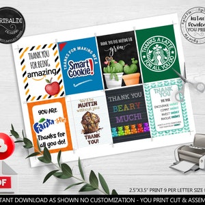 Teacher Appreciation Tags Bundle Thank You Labels School Volunteer ...