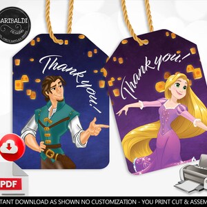 Instant Download Rapunzel Favor Tags Printable Princess Rapunzel Thank ...