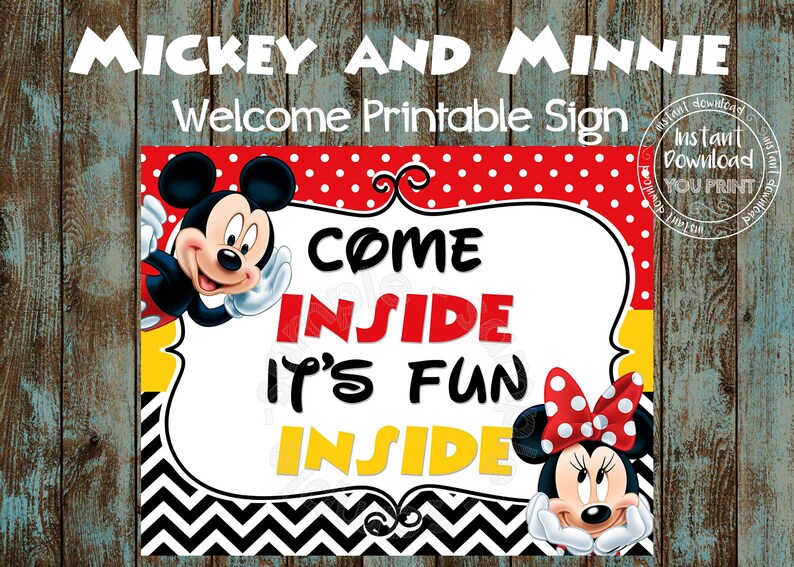 Mickey and Minnie Mouse Welcome Sign Mickey and Minnie | Etsy
