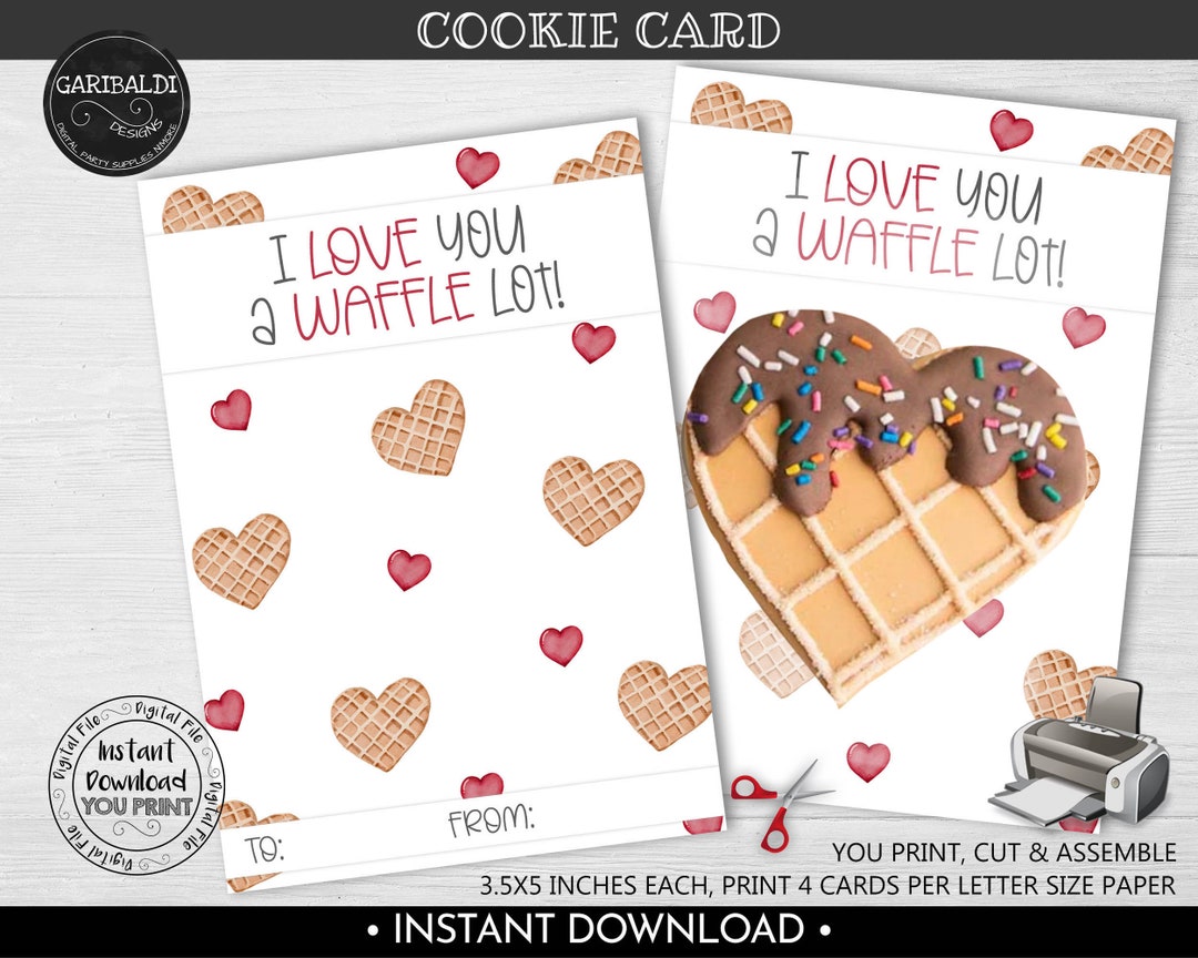 I Love You a Waffle Lot Cooke Card Instant Download Valentines - Etsy